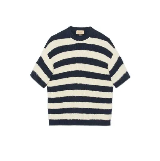 Gucci Striped Brushed Cotton Jumper - Blue