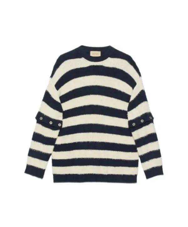 Gucci Striped Brushed Cotton Jumper - Blue