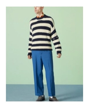 Gucci Striped Brushed Cotton Jumper - Blue