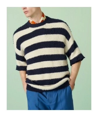 Gucci Striped Brushed Cotton Jumper - Blue