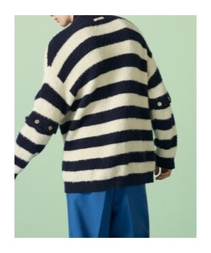 Gucci Striped Brushed Cotton Jumper - Blue