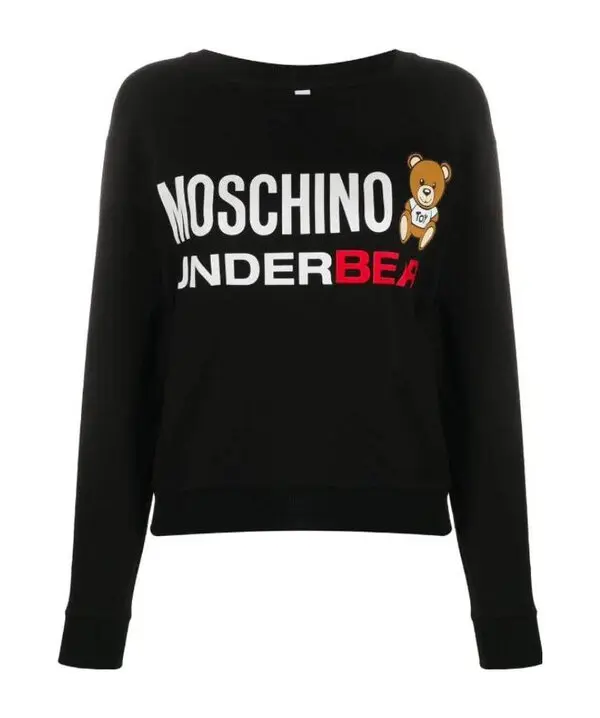 Moschino Teddy Print Crew Neck Sweater - Black