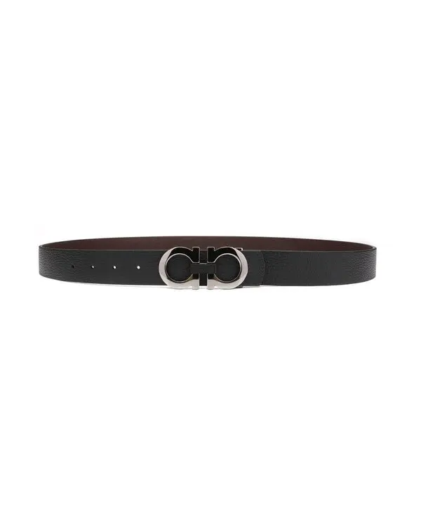 FERRAGAMO Gancio Buckle Adjustable Belt - Black