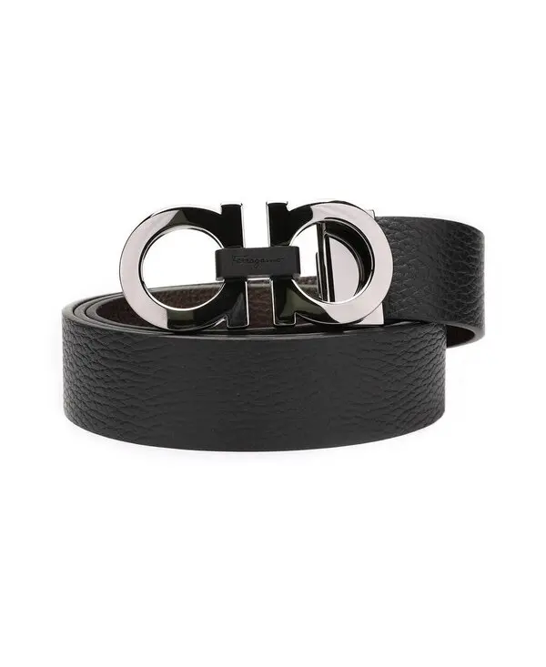 FERRAGAMO Gancio Buckle Adjustable Belt - Black