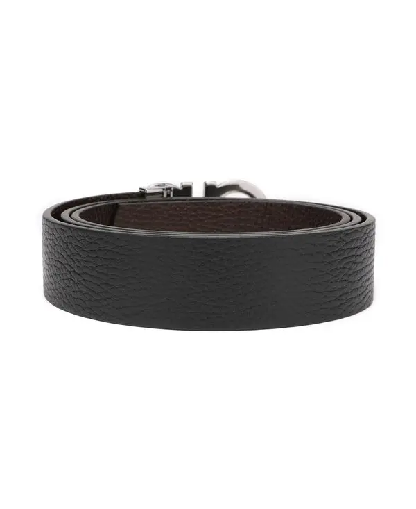 FERRAGAMO Gancio Buckle Adjustable Belt - Black