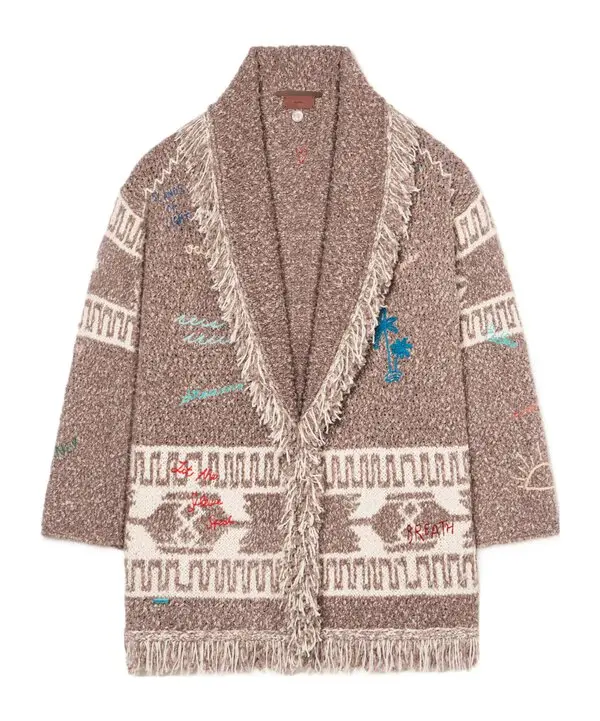 Alanui Written The Ocean" Cardigan With Embroidered Details - Cocoa Joy-colorful