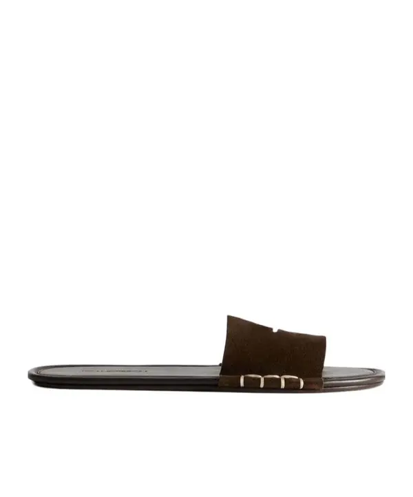 J.W.ANDERSON Suede Open Toe Slip-on Mules - Brown