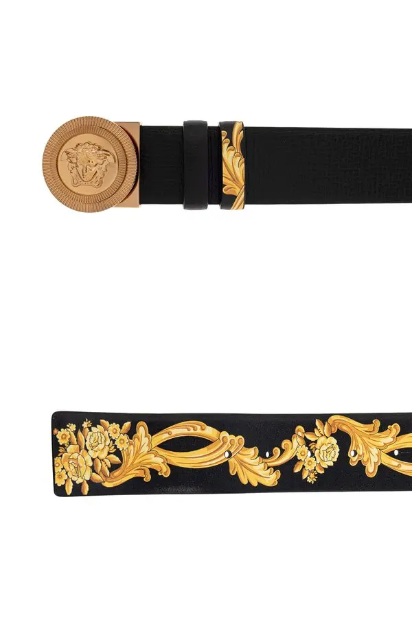 Versace Medusa Buckle Belt With Baroque Print