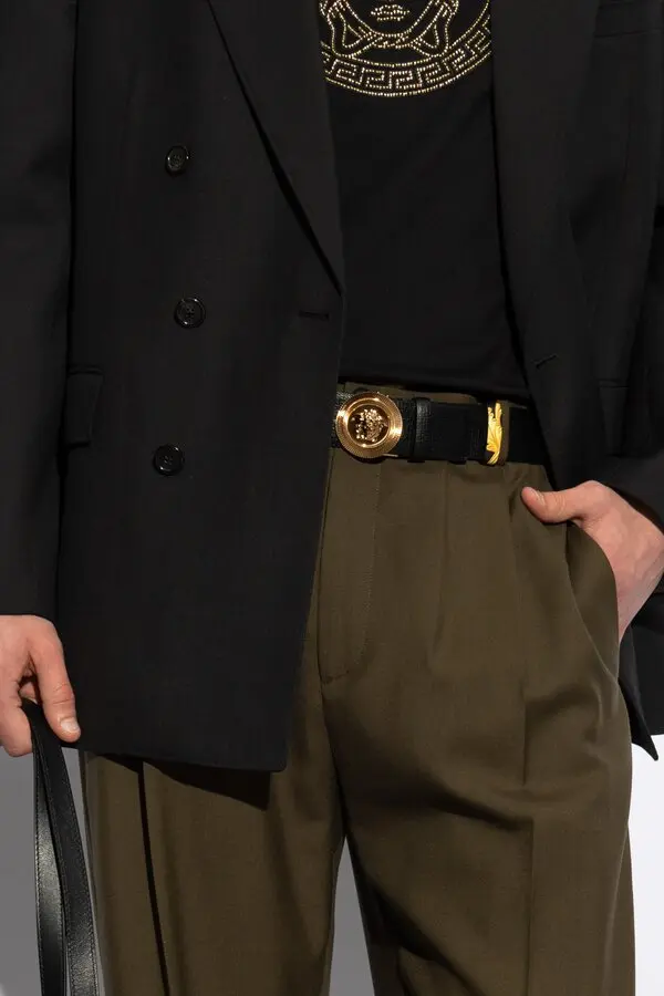Versace Medusa Buckle Belt With Baroque Print