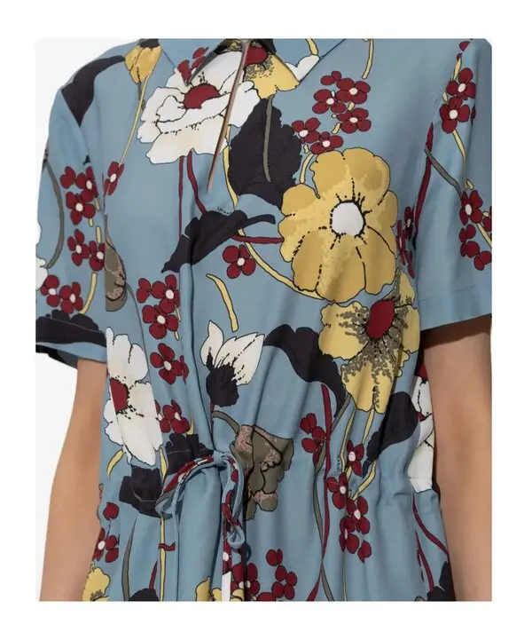 Marni Floral Print Short Sleeve Dress - Gray