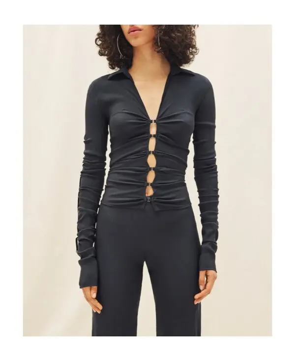 Jacquemus Soffio Stretch Knit Cut-out Shirt