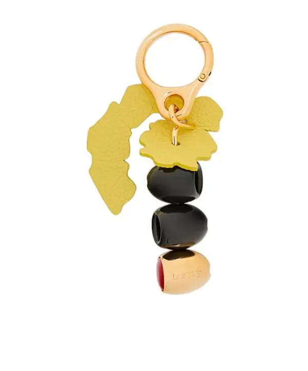 Loewe Olive Charm Keychain - Black/gold