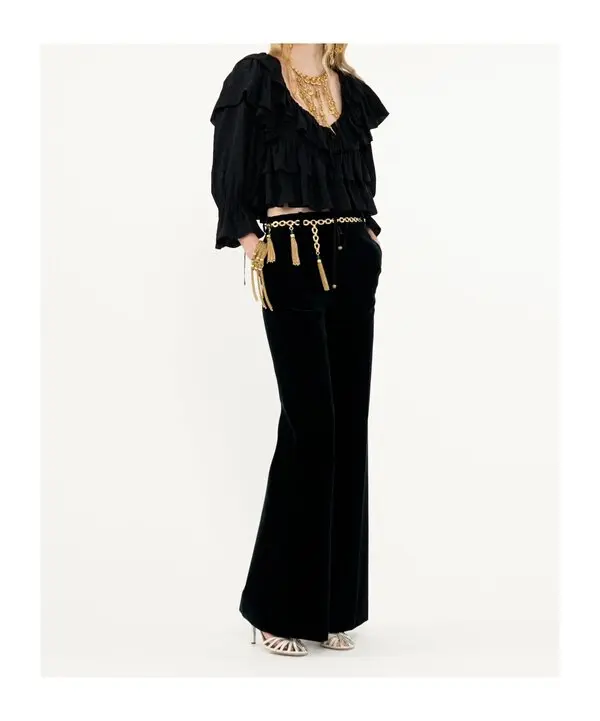Chloé Ruffled Cropped Blouse - Black