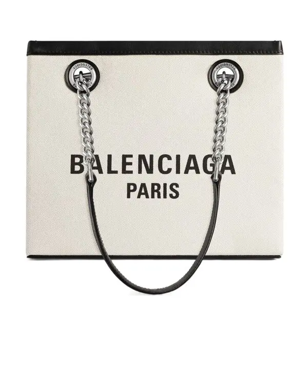 Balenciaga Logo Printed Small Tote Bag - Black