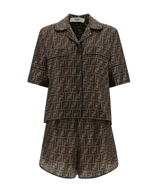 Fendi Logo Pajamas Set - Black