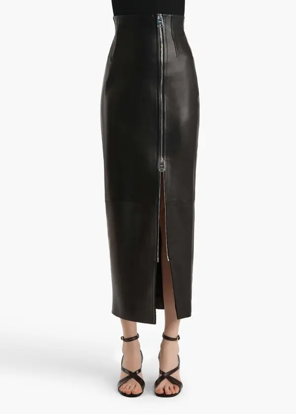 Khaite Gres Leather Pencil Skirt