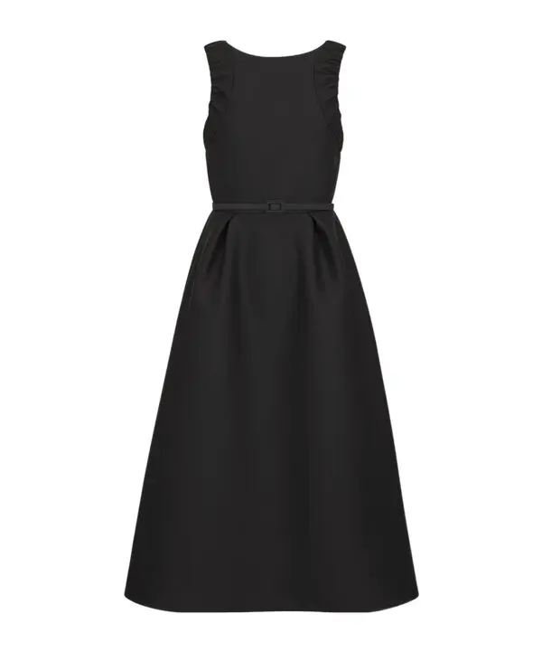 Dior Flared Mid-length Dress With Belt - Black