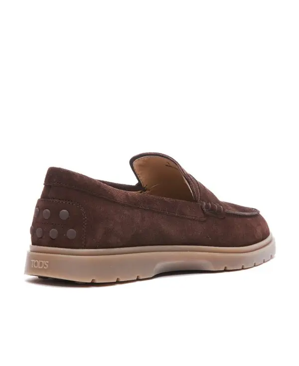 TOD'S Suede Penny Loafers - Brown