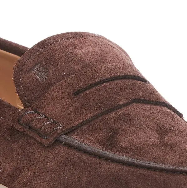 TOD'S Suede Penny Loafers - Brown