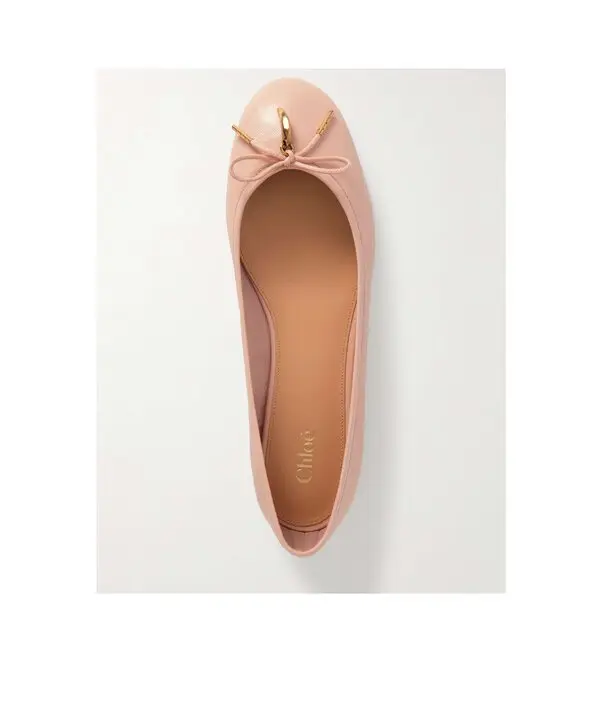 Chloé Iris Ballerina Flats With Bow Detail - Light Brown