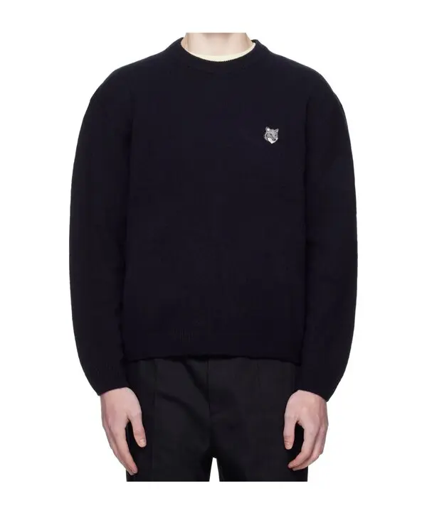 Maison Kitsuné Wool Fox Head Sweater - Black