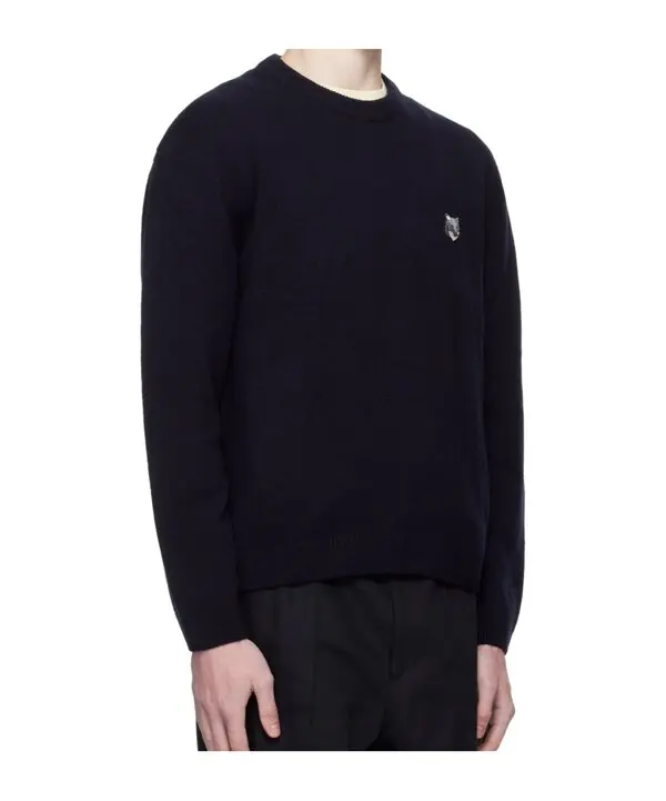 Maison Kitsuné Wool Fox Head Sweater - Black