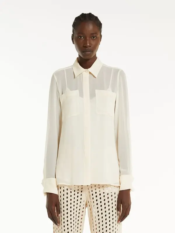 Max Mara Buttoned Long-sleeved Silk Shirt
