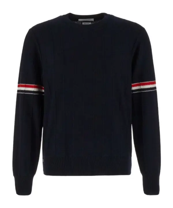 Thom Browne Rwb-stripe Long-sleeved Crewneck Jumper