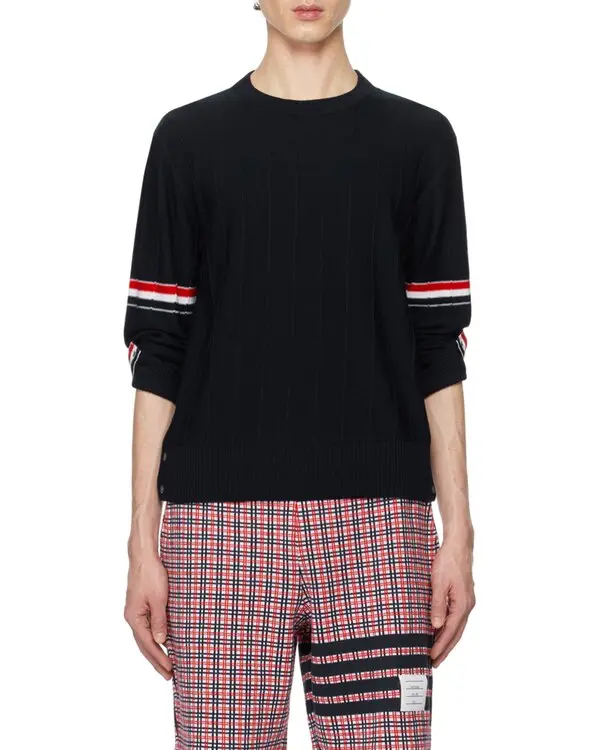 Thom Browne Rwb-stripe Long-sleeved Crewneck Jumper