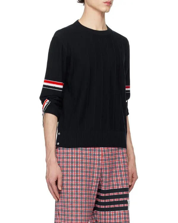 Thom Browne Rwb-stripe Long-sleeved Crewneck Jumper