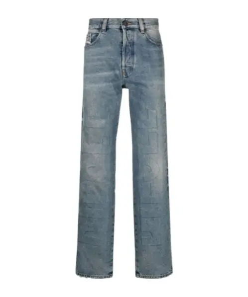 DIESEL® Logo Embossed Straight-leg Jeans - Gray