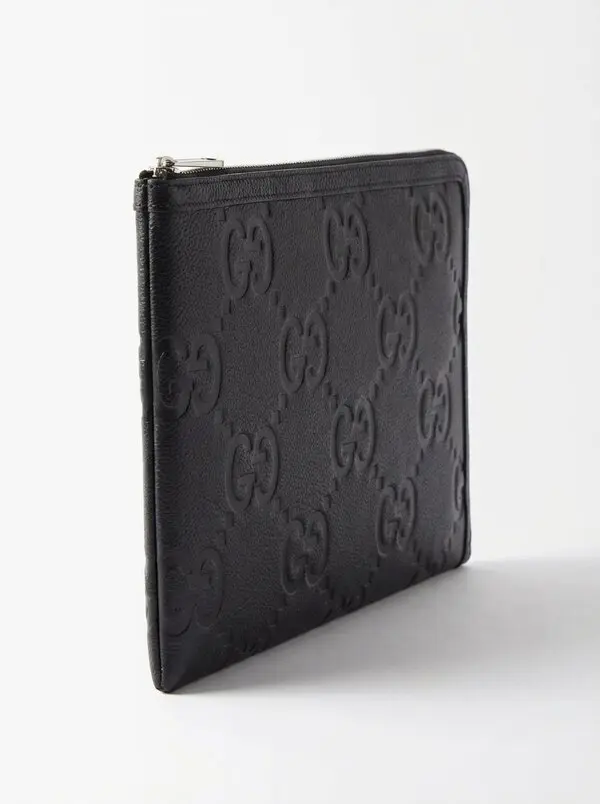 Gucci Jumbo Gg Zipped Pouch - Black