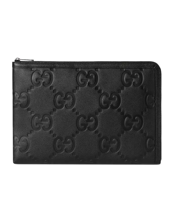 Gucci Jumbo Gg Zipped Pouch - Black