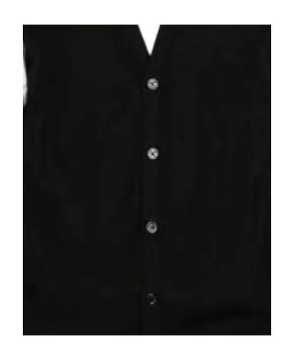 PAOLO PECORA Wool Knitted Cardigan Vest - Black