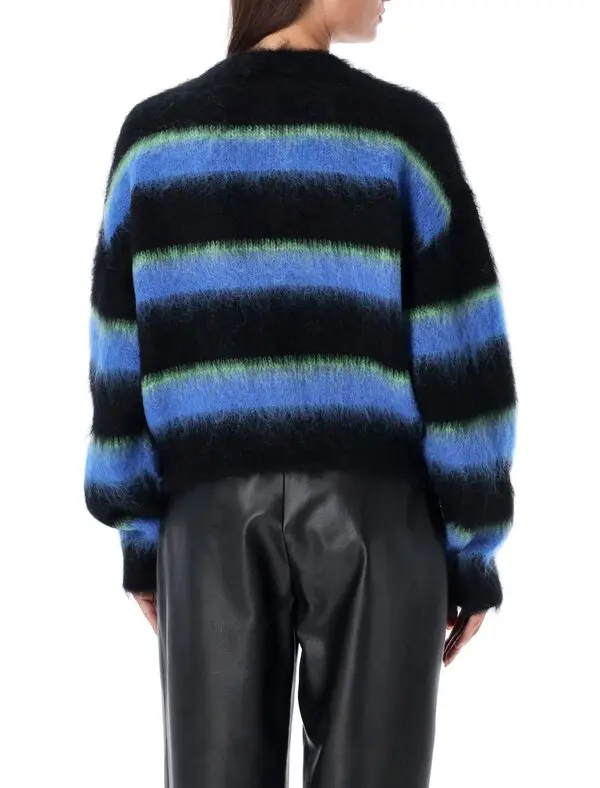 Alexander Wang Striped Crew-neck Brushed Cardigan