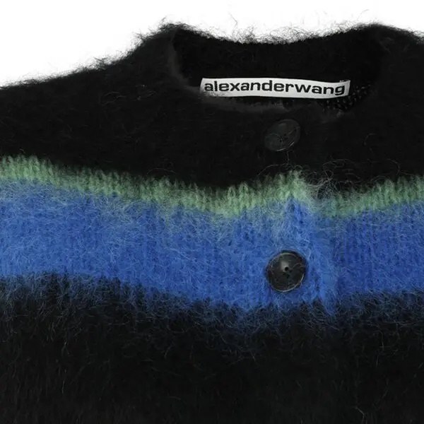 Alexander Wang Striped Crew-neck Brushed Cardigan