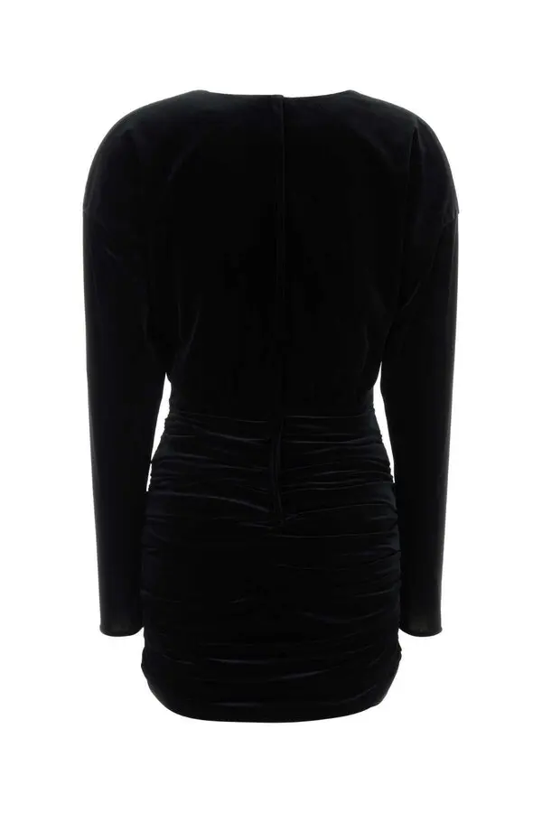 Dolce & Gabbana Ruched Logo Plaque Mini Dress