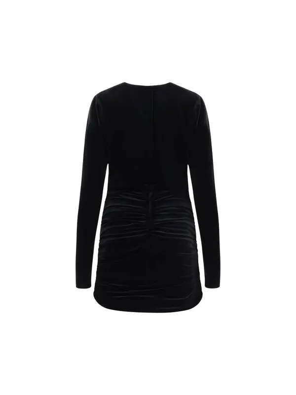 Dolce & Gabbana Ruched Logo Plaque Mini Dress