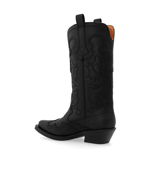 GANNI Square-toed Short Boots - Black