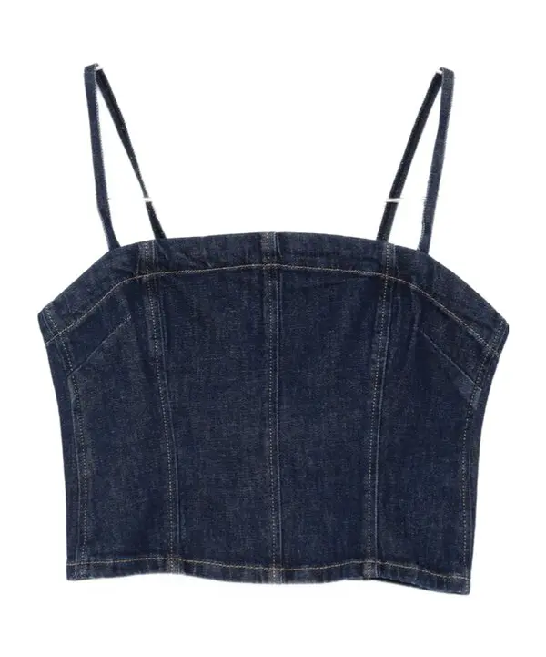 Pinko Spaghetti Strap Denim Tank Top - Black