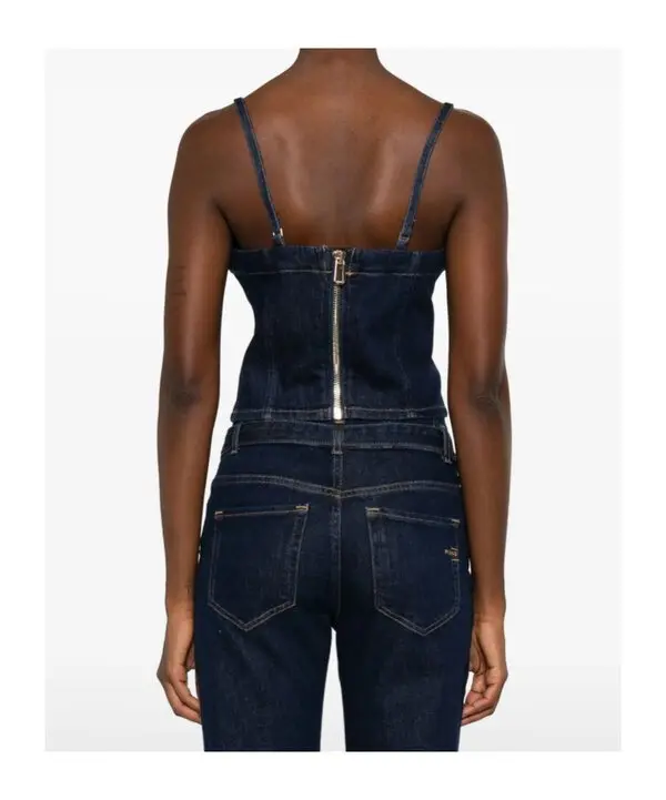 Pinko Spaghetti Strap Denim Tank Top - Black