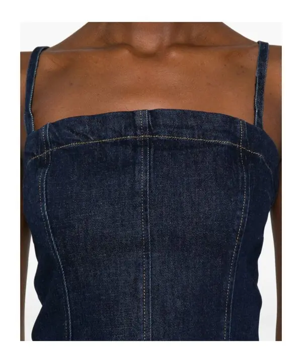Pinko Spaghetti Strap Denim Tank Top - Black