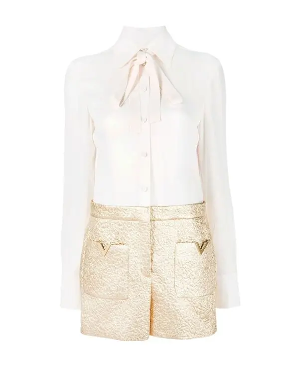 Valentino Garavani Long-sleeved Jumpsuit With Pussy Bow Detail - White