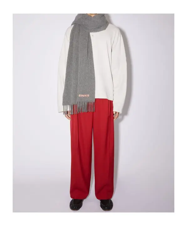 Acne Studios Logo Patch Fringed-edge Scarf - Grey
