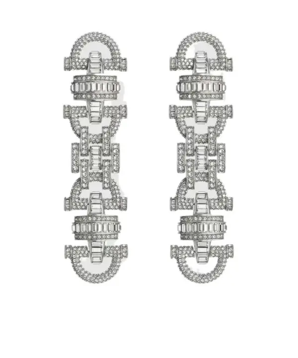 Gucci Staffa Crystal Drop Earrings - Palladium Gold