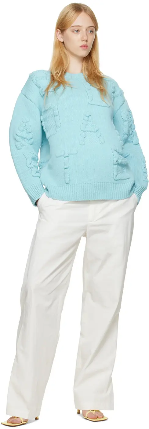Bottega Veneta Alphabet Detailed Knitted Jumper - Blue