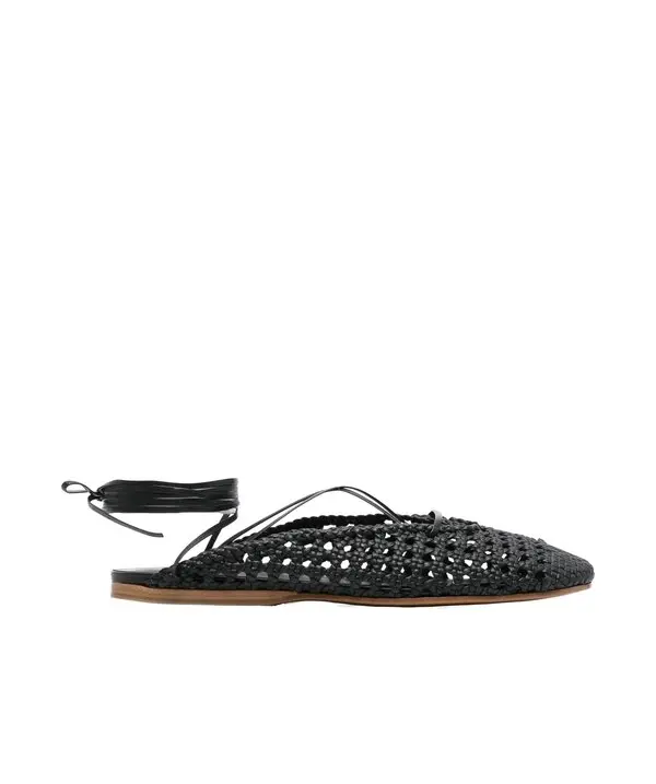 FORTE_FORTE Woven Lace-up Sandals - Black