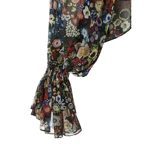 Khaite Durer Printed High Neck Top With Rolled Cuffs - Black