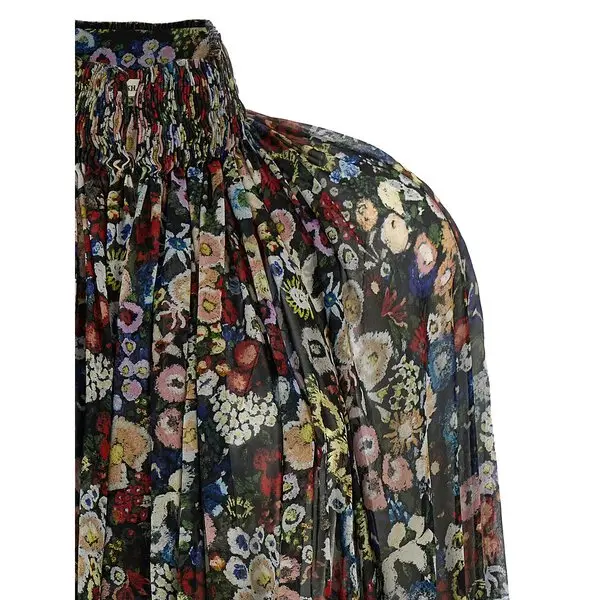 Khaite Durer Printed High Neck Top With Rolled Cuffs - Black