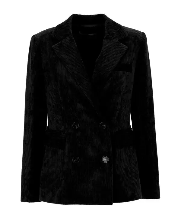 D.exterior Double-breasted Corduroy Blazer - Black
